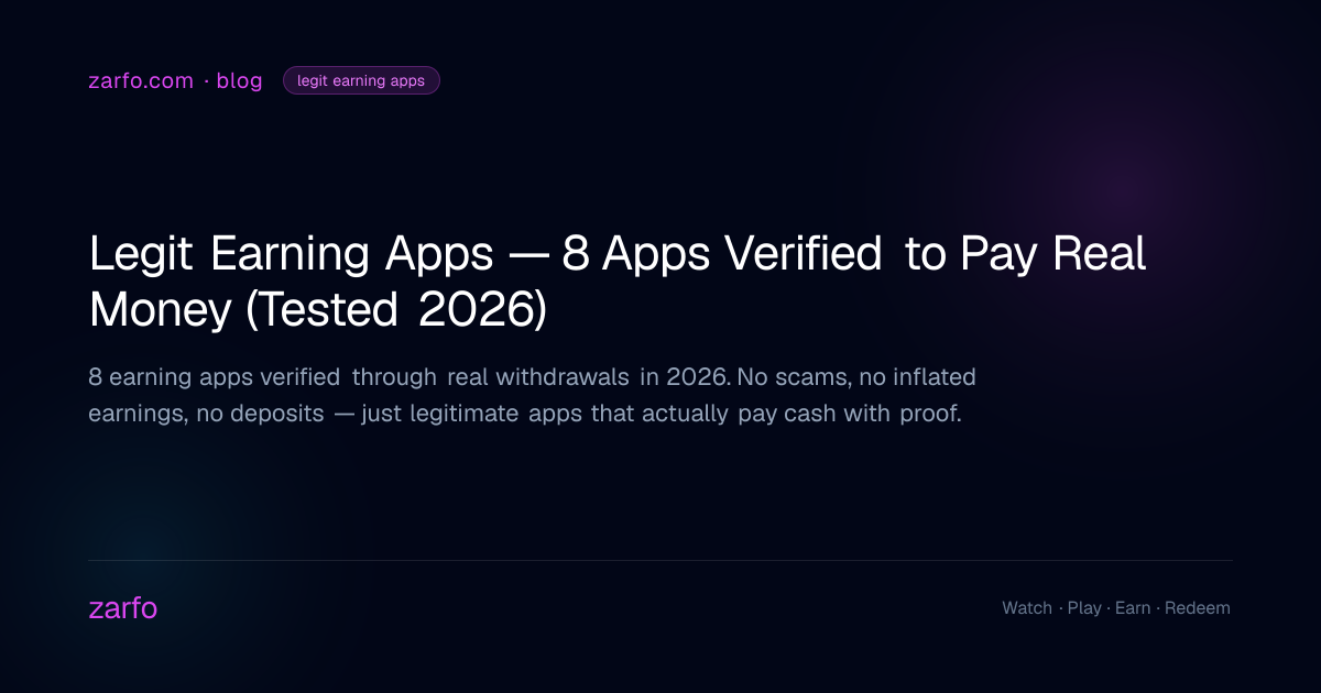 Legit Earning Apps — 8 Apps Verified to Pay Real Money (Tested 2026 ...